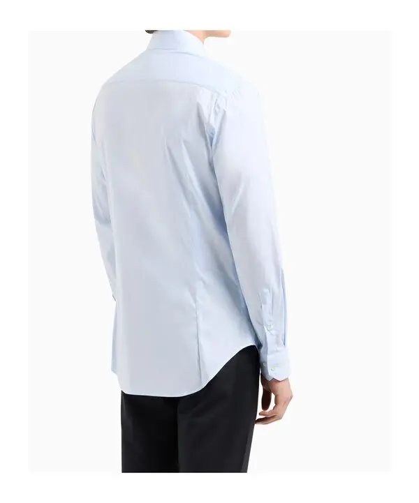 Giorgio Armani Curved Hem Buttoned Shirt - Light Blue