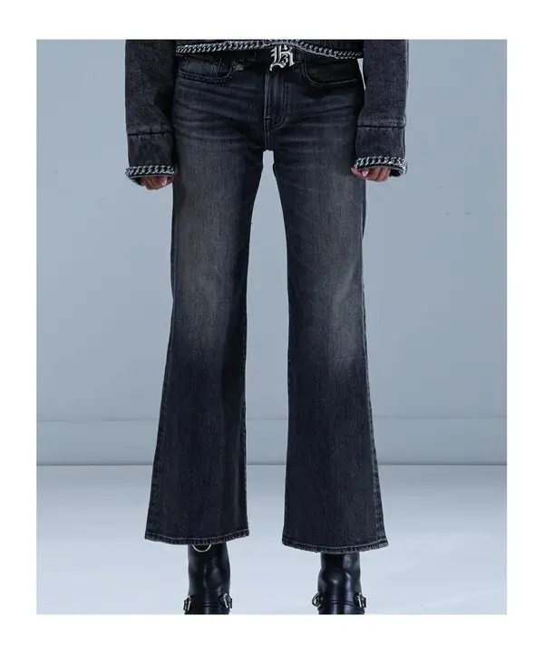 R13 Flare Leg Jeans With Belt Loops - Black