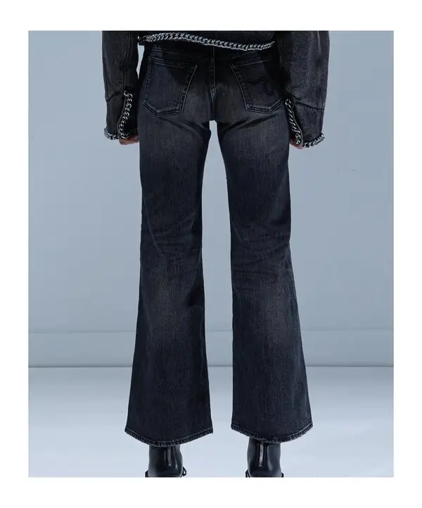 R13 Flare Leg Jeans With Belt Loops - Black