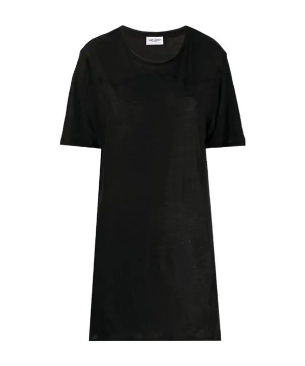 Saint Laurent Round Neck Short Sleeve T-shirt Dress