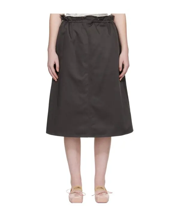 MAISON MARGIELA High-waisted Ruffled-detail Midi Skirt - Anthracite