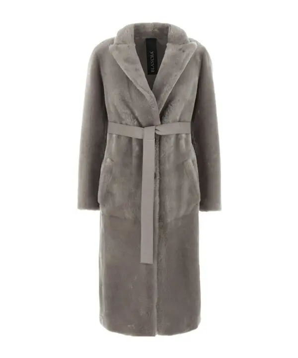 BLANCHA Belted Faux Fur Coat