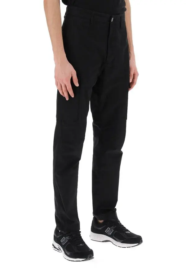 Stone Island Work Casual Pants With Logo Badge