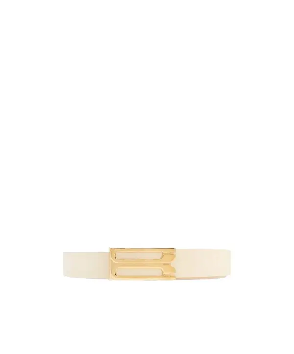 Victoria Beckham Logo Buckle Leather Belt - Nude