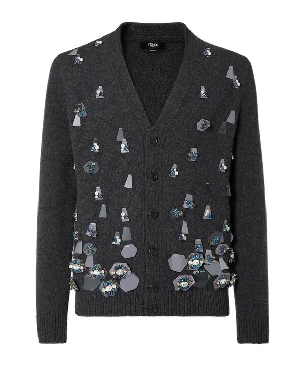 Fendi Embellished V-neck Cardigan
