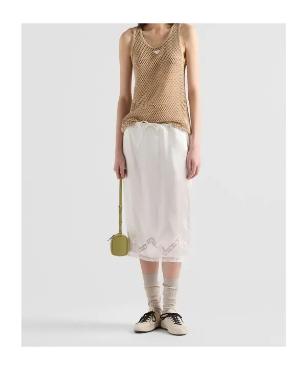 Prada Open-knit Tank Top With Enamel Triangle Logo - Rope