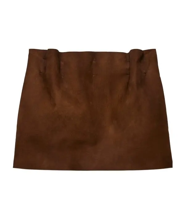Prada Elasticated-waistband Mini Skirt - Cocoa Brown