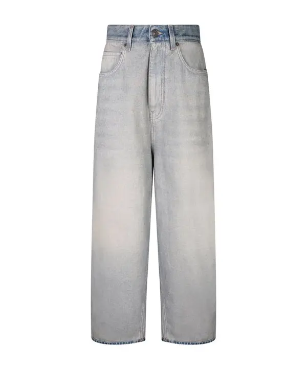 Balenciaga Logo Patch Oversized Jeans - Gray