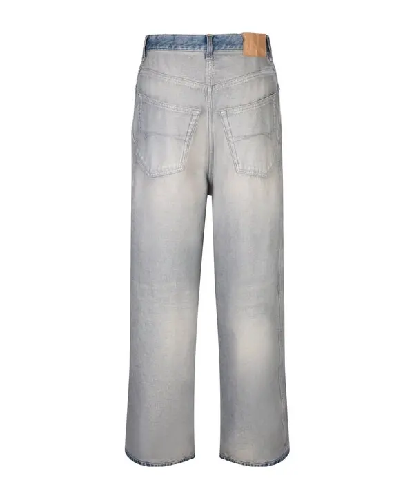Balenciaga Logo Patch Oversized Jeans - Gray