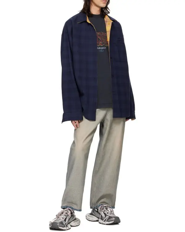 Balenciaga Logo Patch Oversized Jeans - Gray