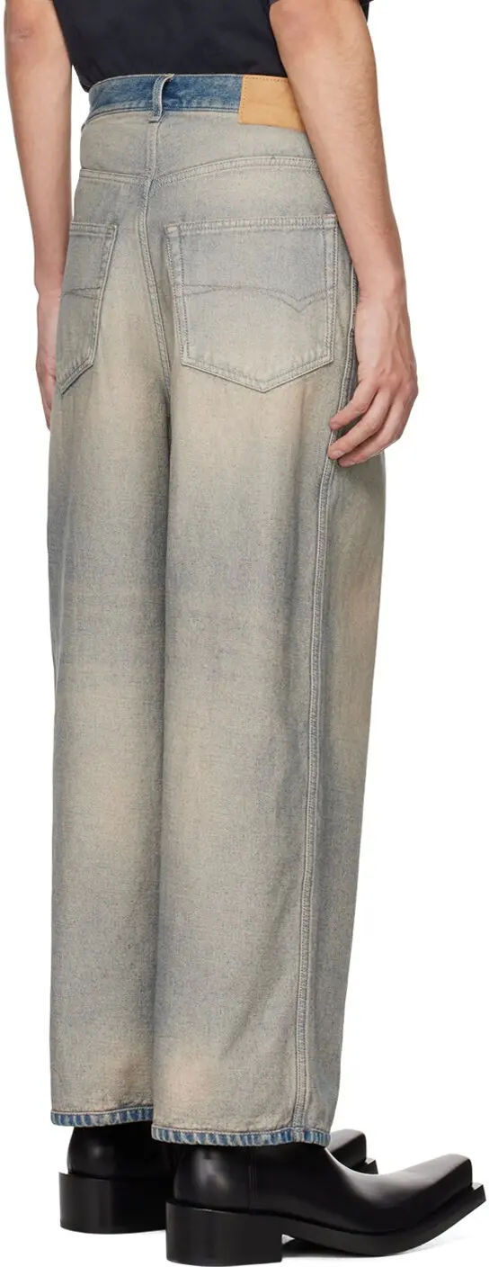 Balenciaga Logo Patch Oversized Jeans - Gray