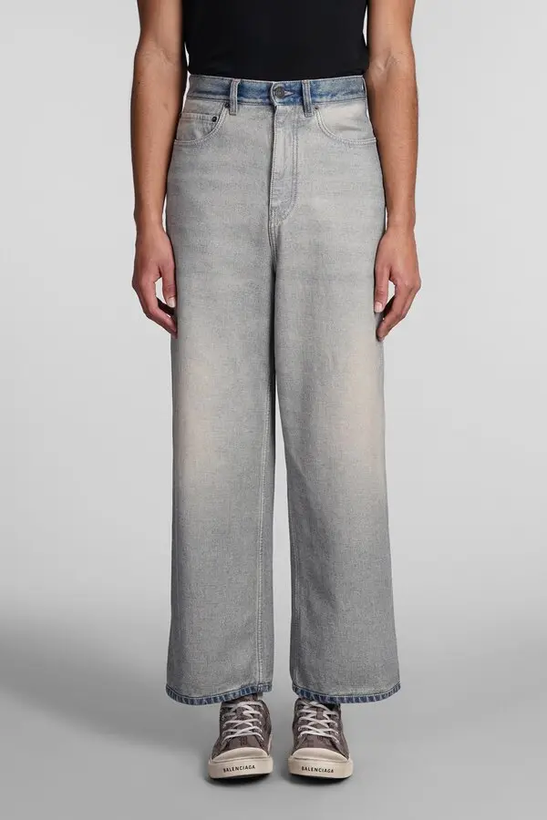Balenciaga Logo Patch Oversized Jeans - Gray
