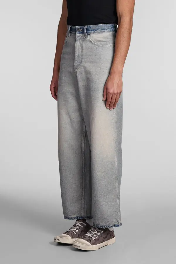 Balenciaga Logo Patch Oversized Jeans - Gray
