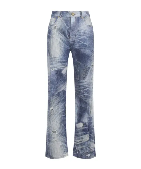 Roberto Cavalli Printed Straight-leg Jeans - Gray