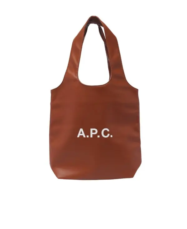 A.p.c. Ninon Logo Printed Medium Top Handle Bag - Brown