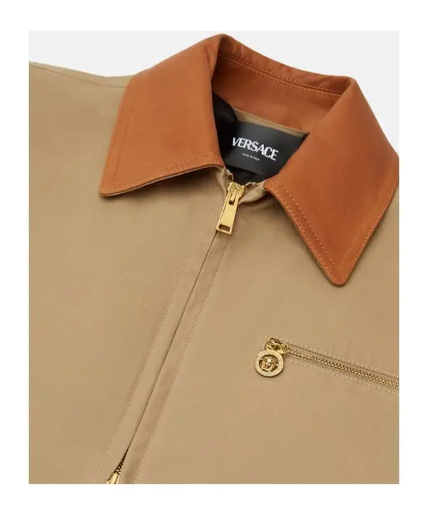 Versace Zip-up Jacket With Pointed Collar - Light Brown