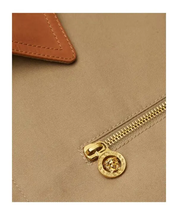 Versace Zip-up Jacket With Pointed Collar - Light Brown