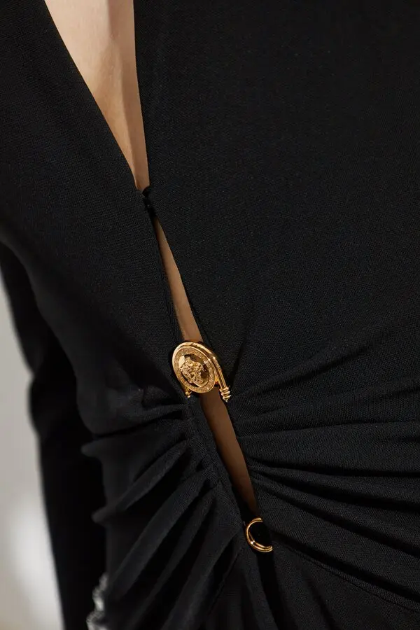 Versace Safety Pin Detailed Long-sleeved Bodysuit