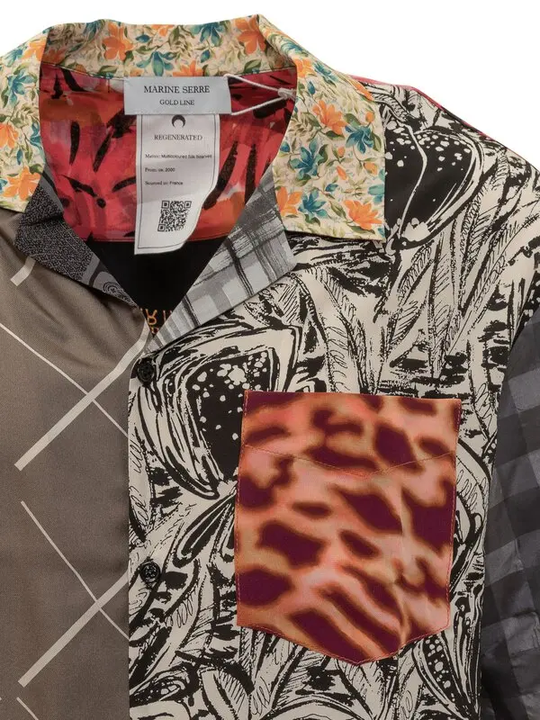 MARINE SERRE Patchwork Bowling Shirt