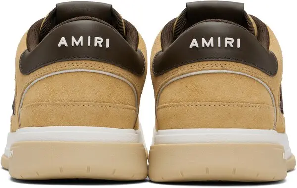 Amiri Suede And Leather Perforated Lace-up Sneakers - Tan