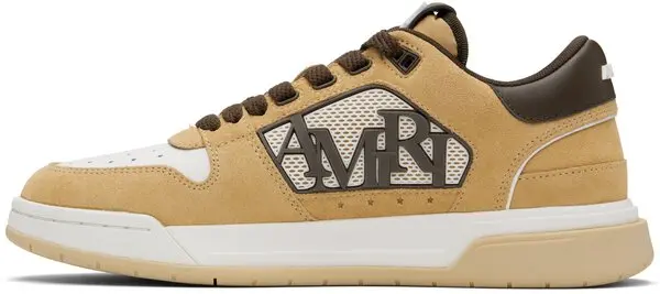 Amiri Suede And Leather Perforated Lace-up Sneakers - Tan