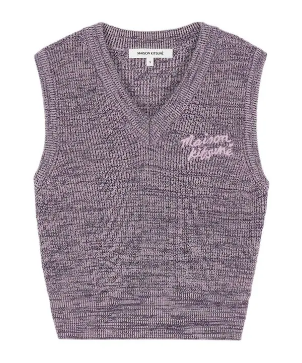 Maison Kitsuné V-neck Rib Vest - Gray