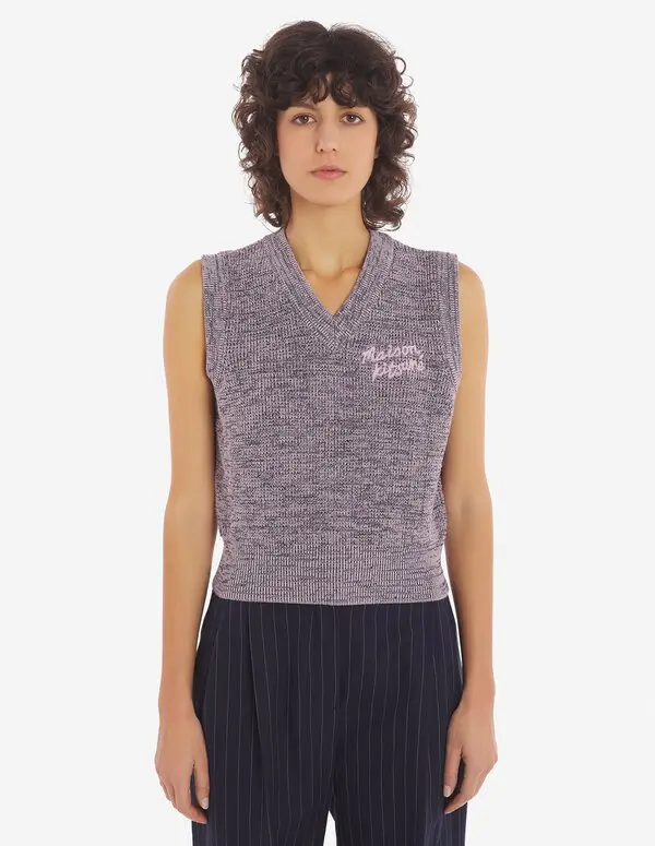 Maison Kitsuné V-neck Ribbed Knit Vest
