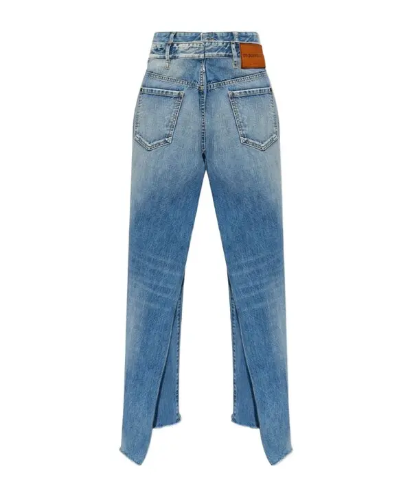 Dsquared2 Sash Detailed Frayed Wide-leg Jeans