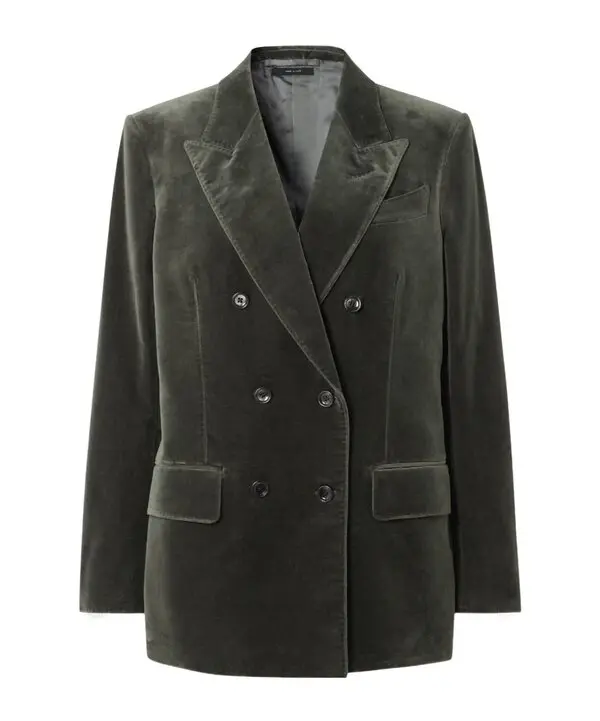 TOM FORD Double-breasted Velvet Jacket - Grey