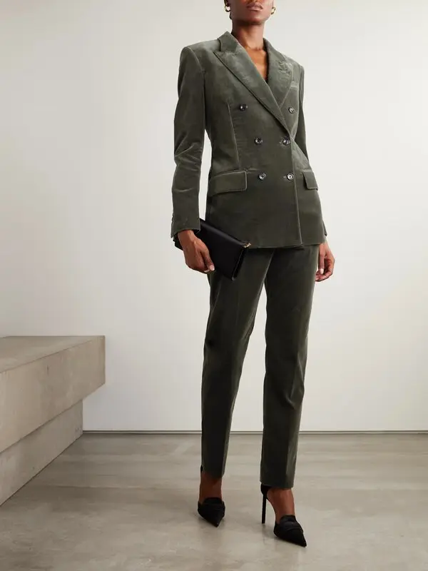 TOM FORD Double-breasted Velvet Jacket - Grey