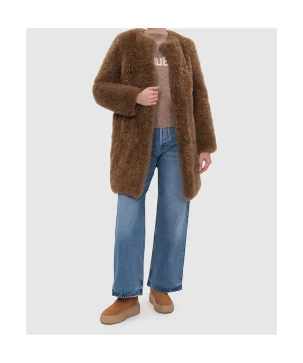 YVES SALOMON Shearling Belted Coat - Brown