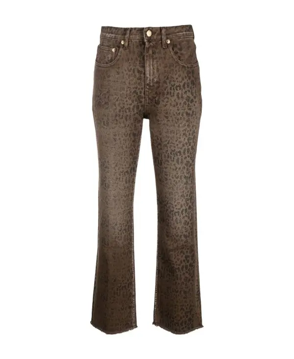 GOLDEN GOOSE Leopard Printed Flare Jeans