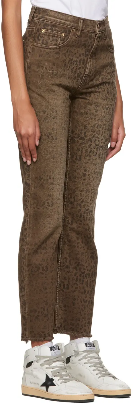 GOLDEN GOOSE Leopard Printed Flare Jeans