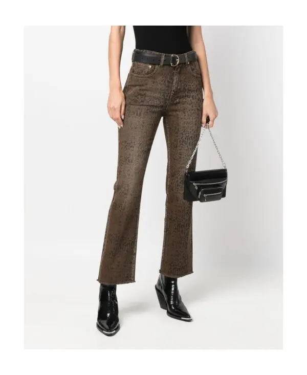 GOLDEN GOOSE Leopard Printed Flare Jeans