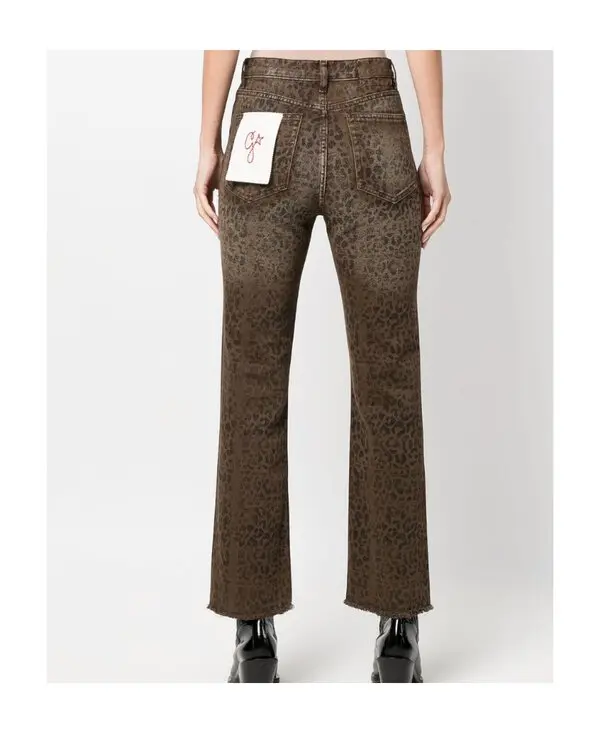 GOLDEN GOOSE Leopard Printed Flare Jeans