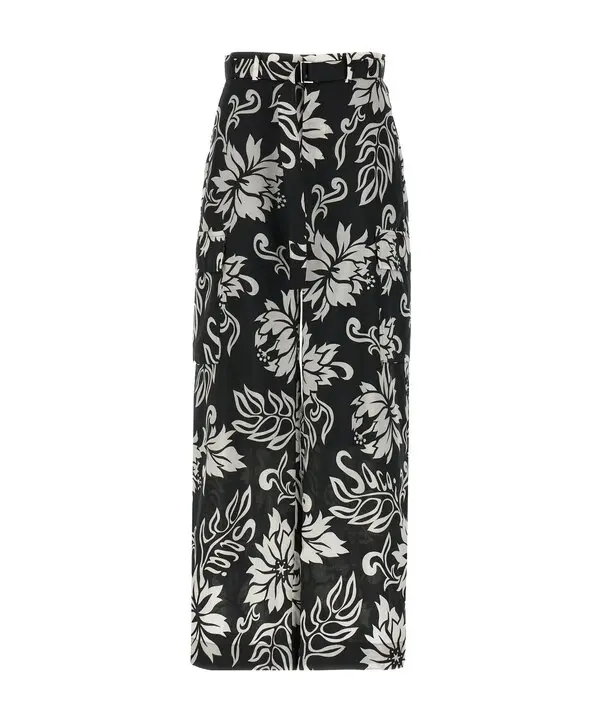 Sacai All-over Printed Belted Trousers