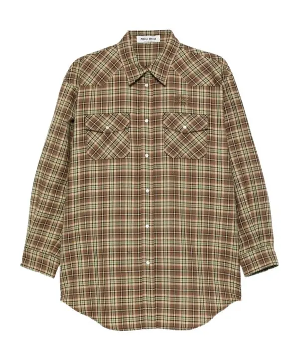 Miu Miu Plaid Long Sleeve Shirt
