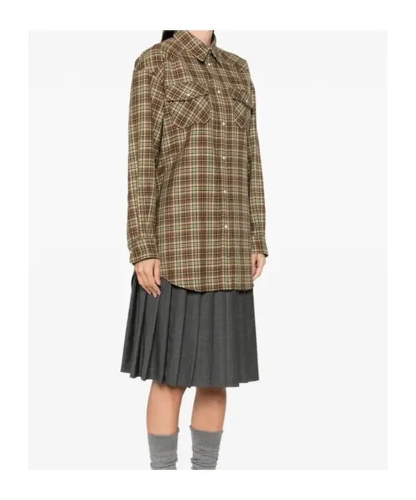 Miu Miu Plaid Long Sleeve Shirt
