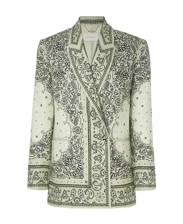 Zimmermann Long-sleeved Double-breasted Printed Jacket