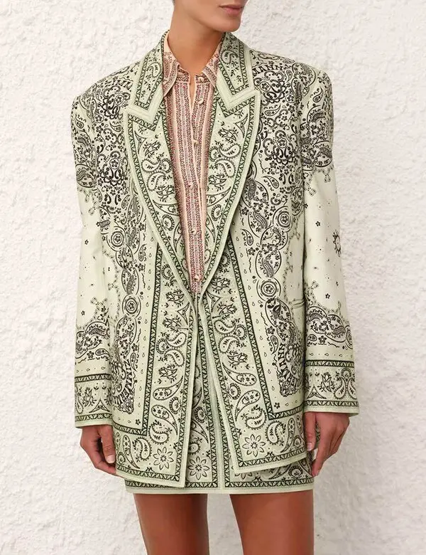 Zimmermann Long-sleeved Double-breasted Printed Jacket