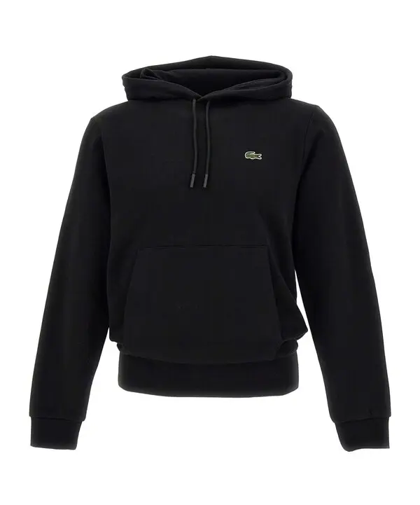 Lacoste Embroidered Logo Drawstring Hoodie - Black
