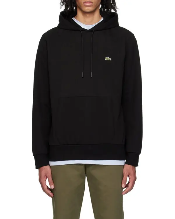 Lacoste Embroidered Logo Drawstring Hoodie - Black
