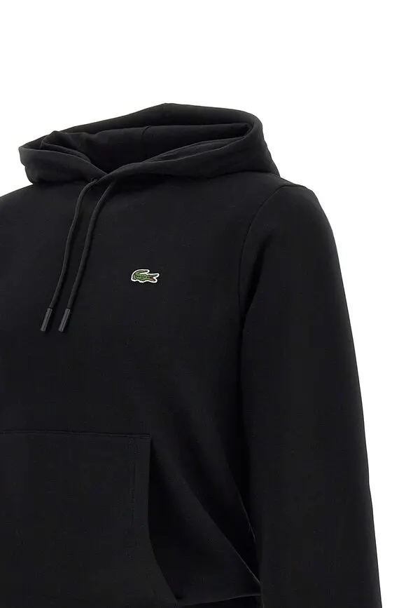 Lacoste Embroidered Logo Drawstring Hoodie - Black