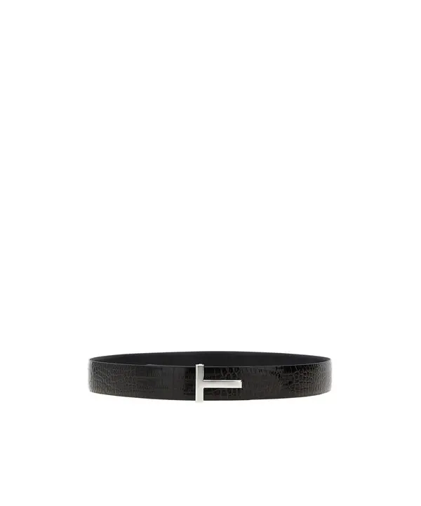 TOM FORD Embossed Reversible Belt - Brown