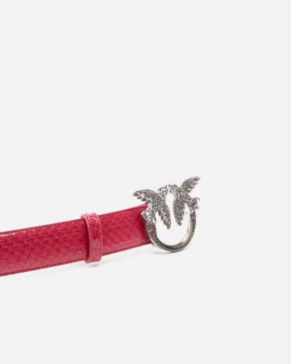 Pinko Galleria 3-cm Belt In Glossy Python Skin - Multicolor