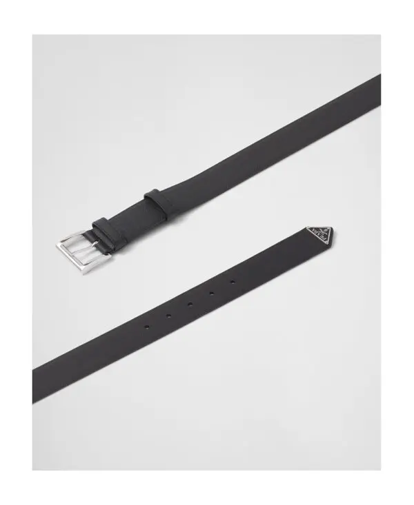 Prada Saffiano Leather Belt With Buckle Fastening - Black