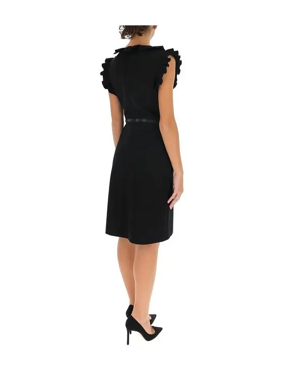 Gucci Sleeveless Ruffled V-neck Dress With Belt