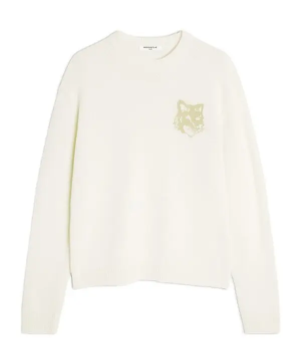 Maison Kitsuné Fox Head Intarsia Jumper - Beige/tan