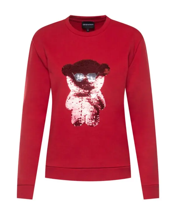 Emporio Armani Sequined Teddy Bear Sweatshirt - Red