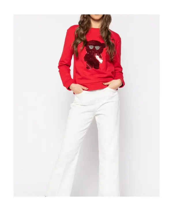 Emporio Armani Sequined Teddy Bear Sweatshirt - Red